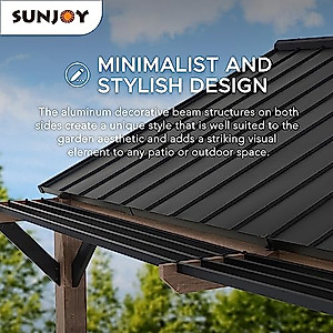 Sunjoy Hardtop Gazebo 13 x 13 ft. Outdoor Galvanized Steel Gazebo with Metal Gable Roof and Ceiling Hook, Suit for Patio and Backyard by SummerCove, Black