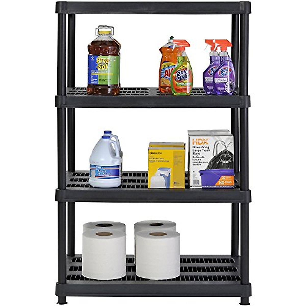 Astede Muscle Rack 36inw X 24ind X 56inh 4-shelf Resin Shelving Unit, Multi-use Storage Shelving Unit For Home Office Garage, Living Room, 600 Lb Capacity, Black