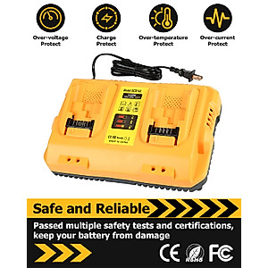 DCB102 Replacement for Dewalt Battery Charger Station Comaptible with Dewalt 12V/20V Battery Charger Work with Dewalt 20V Battery and Tools（Yellow）