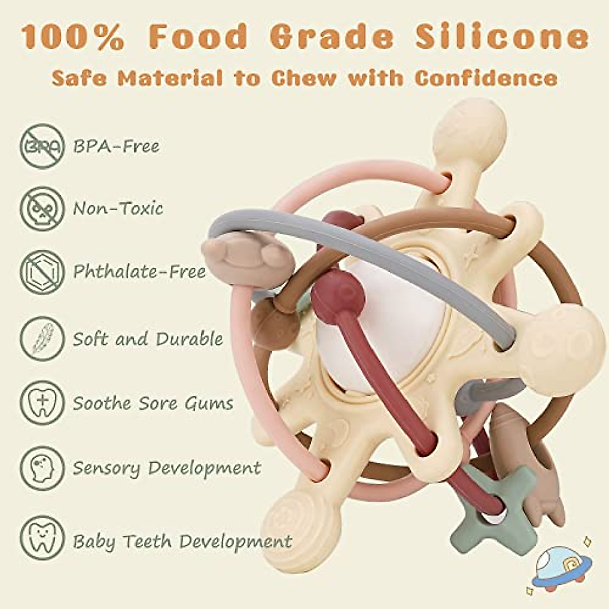 HHMY Teething Toys for Babies 3-6-12-36 Months,Soft Silicone Montessori Toys for Baby Toys 6 to 12 Months Baby Chew Toys Baby Rattle Teether Toddlers Sensory Toys Baby Girls Boys Gift