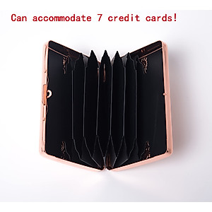 HAPUTDY RFID Metal Blocking Credit Card Holder/Travel Wallet/Protective Case (7 Cards Rose gold)
