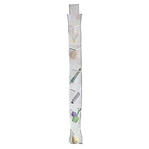 Sainal Hanging Mesh Shower Caddy Bag Long Storage Organizer with 6 Pockets Attaches to Shower Rod via Grommets or Hooks and Loop Strap for Bathroom (White)