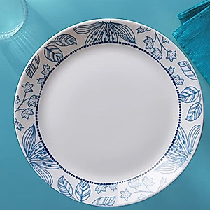 Corelle Everyday Expressions 4-Pc Dining Plates Set, Service for 4, Durable and Eco-Friendly 10-1/2-Inch , Higher Rim Glass Dinner Plate , Microwave and Dishwasher Safe, Rutherford