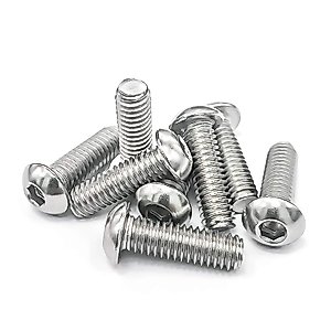 5/16-18 x 1" Button Head Socket Cap Bolts Screws, 304 Stainless Steel 18-8, Full Thread, Coarse Thread, Allen Hex Drive, 20 PCS