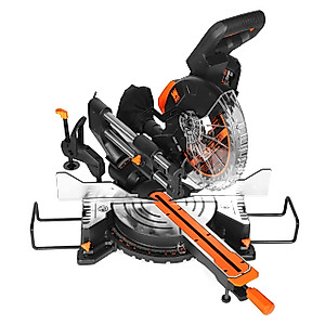 WEN MM1015 15-Amp 10-Inch Dual Bevel Sliding Compound Miter Saw with LED Cutline Multi-color