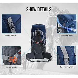 TianYaOutDoor Hiking Backpack for Men 60L Lightweight Camping Backpack with Rain Cover Outdoor Daypack (Black)