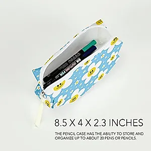 Bag Pen Case Pouch Box Organizer for Teen Girls Boys School Students Men Women Waterproof Zipper Pouch for Office Supplies Makeup, Face Daisy Flower Decor