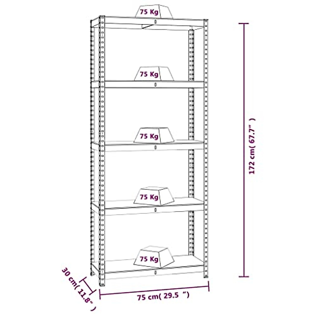 vidaXL 5-Layer Shelves 3 pcs Anthracite Steel&Engineered Wood