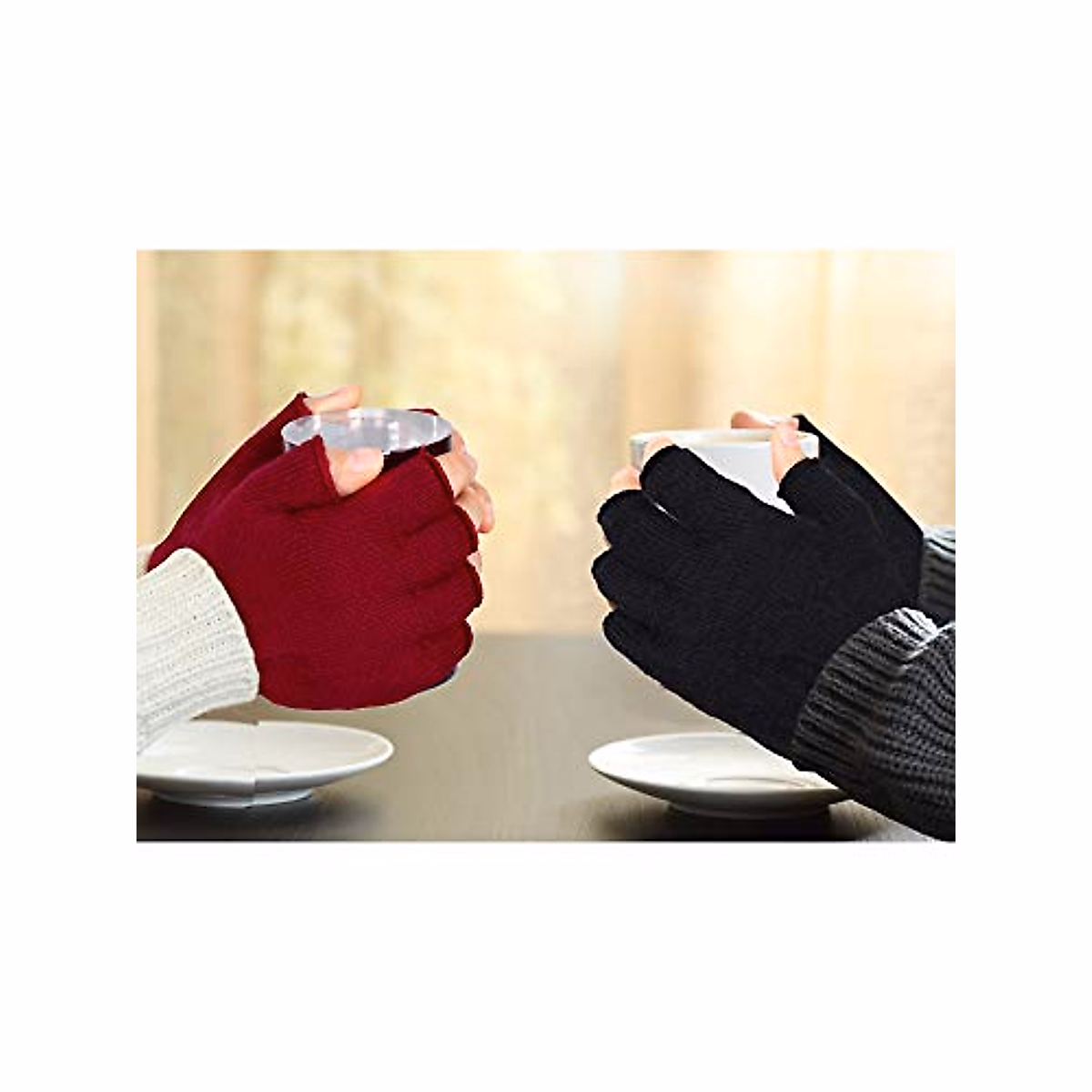 SATINIOR 3 Pairs Women Fingerless Gloves Winter Half Finger Knit Gloves for Women Men(Black, Dark Grey and Dark)