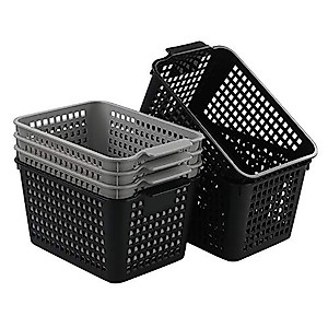 Ponpong Deep Plastic Storage Baskets for Organizing, Plastic Shelf Baskets, 6 Pack, G