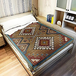 SXCHEN 50"x60" Blankets Plush Sofa Bed Throw Vintage Aztecs Native American Tribes Geometry