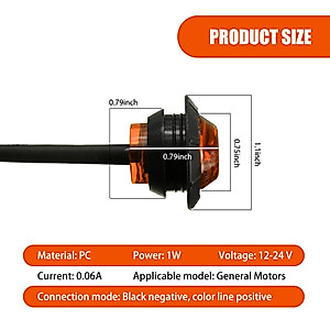 ZBGUN 10 PCS 3/4" 12V Round LED Truck Side Light, Miniature Side Marker Signal Indicator Light, LED Gap Crystal Light Night Warning Light, Universal for Most Trucks Vans Cars Buses Trailers (Yellow)