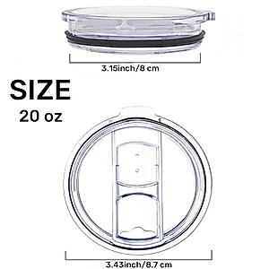 sweetfamily 2 Replacement Lids for Stainless Steel Tumbler Travel Cup,3.1 to 3.15 INCH Cup Mouth Compatible with YETI Rambler and More Tumbler Cups,Spill Proof Splash Resistant Sliding Covers (20 oz)