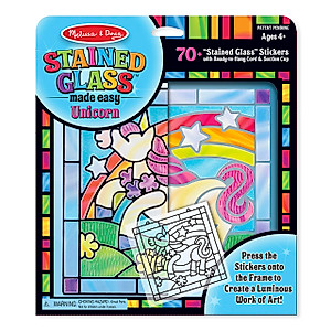 Melissa & Doug Stained Glass Made Easy Craft Kit - Unicorn - Kids Sticker Stained Glass Craft Kit; Unicorn Crafts For Kids Ages 5+