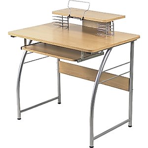 Lorell Upper Shelf Laminate Computer Desk, Metallic
