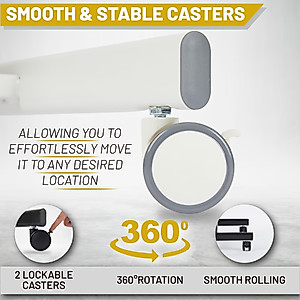 NEWBULIG Mobile Laptop Overbed Table Adjustable Height Small Rolling Sit Stand Desk, Teacher Podium with Wheels, 19" D x 25.7" W, White