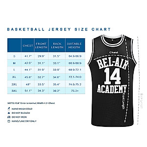 MESOSPERO #14 The Fresh Prince of Bel Air #25 Carlton Banks Basketball Jersey,90s Hip Hop Clothes for Party Men (14 Black, X-Large)