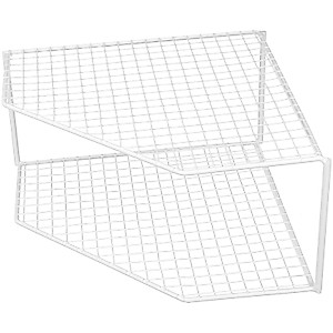 Hemoton 2pcs Countertop Spices Rack Syrup Bottle Rack Draining Pan Rack Two-Layer Pan Organizer Small Corner Shelves 2 Tier Corner Shelves Pan Storage Rack Shelf Wrought Iron Sink White