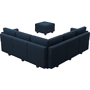 Belffin Modular Sectional Sofa with Storage Seats Velvet L Shaped Corner Couch Convertible Sectional Sofa with Chaise (Blue, L Shape-1)…
