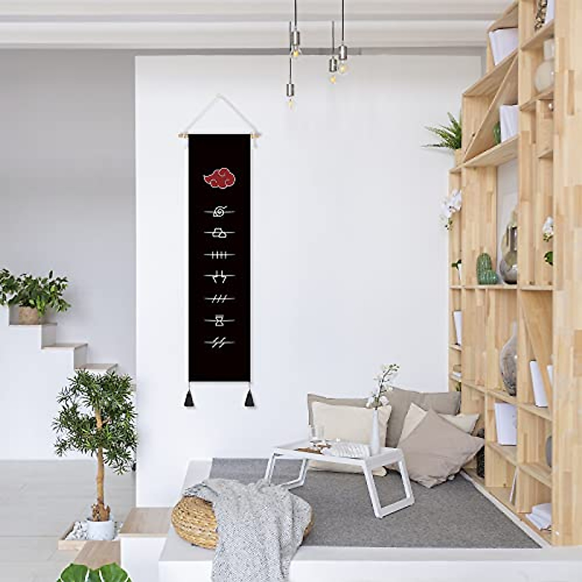 DigiTizerArt Hanging Poster Canvas Wall Art Banner Manga Series | Wall Hanging Tapestry Decoration For Anime Fans | 33 x 135 cm (leaf village symbol)