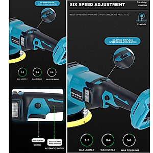 Cordless Car Buffers Polisher Kit for Makita 18V Battery(Not Included),6 Inch Orbital Polisher,6 Variable Speed, Portable Polishing Waxer Machine for Car Detailing Waxing Buffer Sander