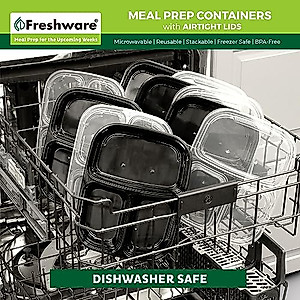 Freshware Meal Prep Containers [150 Pack] 3 Compartment with Lids, Food Storage Containers, Bento Box, BPA Free, Stackable, Microwave/Dishwasher/Freezer Safe (24 oz)