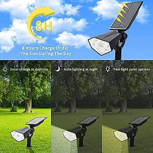AB-1 2 Pack Solar Landscape Spot Lights Outdoor, Color Adjustable from White Light to Warm Light,2-in-1 4 Modes Waterproof Solar Powered Lights for Yard Garden Patio Driveway Pool
