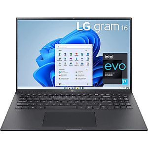 LG gram 16Z90P Laptop 16" IPS Ultra-Lightweight, (2560 x 1600), Intel Evo 11th gen Core i7, 16GB RAM, 256GB SSD, Upgradeable Windows 10 Home, Alexa Built-in, 2X USB-C, HDMI, USB-A - Black