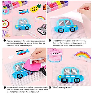 9pcs 5mm Large Square Fuse Beads Pegboards Plastic Beads Boards with Ironing Paper, Beads Tweezers for Kids Craft Beads