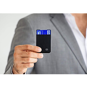 Modern Carry Elastic Minimal Card Holder, Minimalist Wallet for Men & Women, Credit Card & Business Card Holder, Slim Credit Card Wallet - Ultra Thin w/ 2 Card Slots (Black)