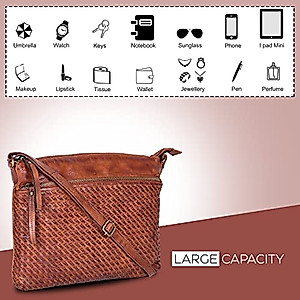 Genuine Leather Crossbody Sling bag for Women Crossover Tan Wash Bags for Women