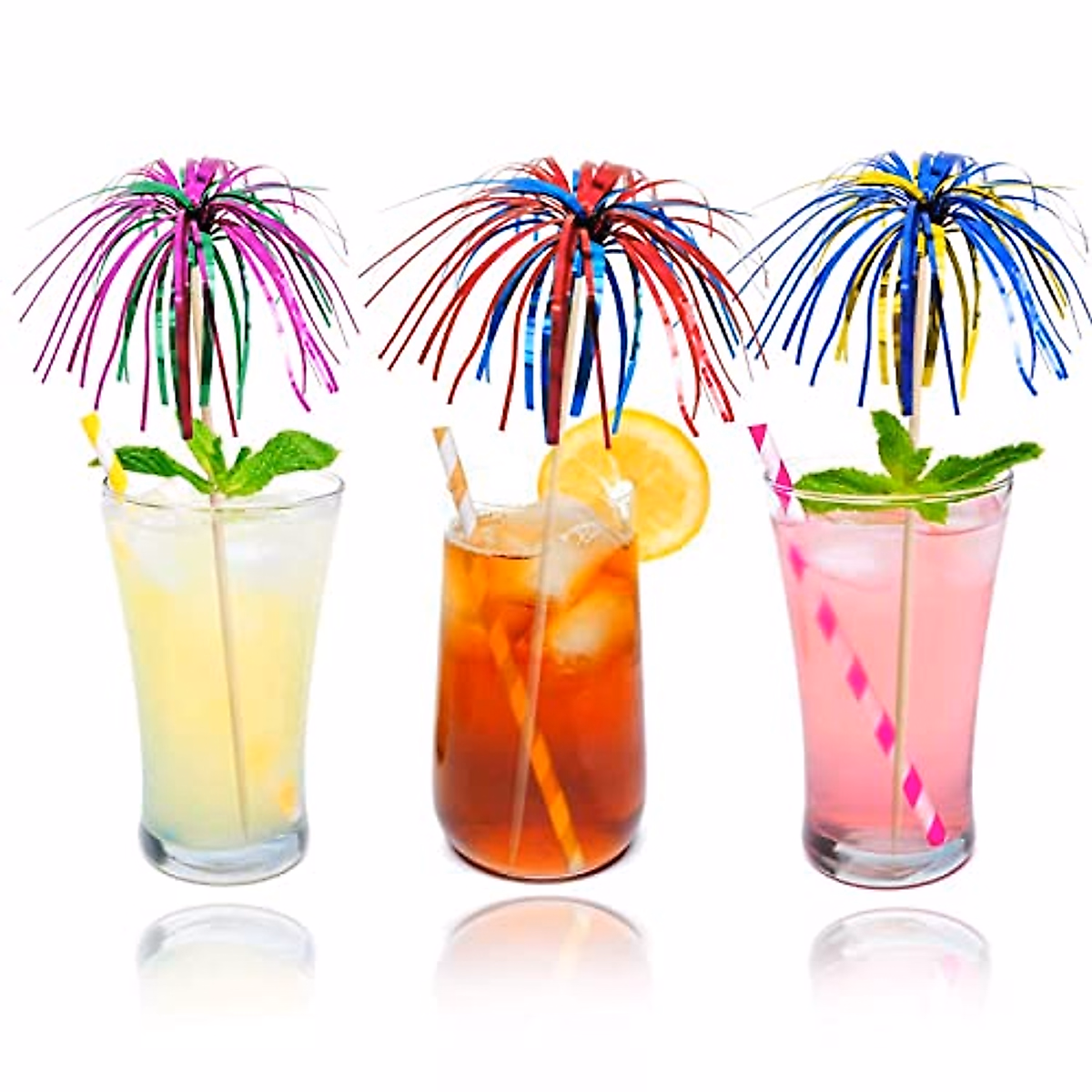 BLUE TOP Cocktail Picks Wood Foil Firework Cake Picks 9 Inch 100 PCS,Cupcake Toppers for Cakes Decoration,Party Suppliers,July 4th,Halloween Decoration,Thanksgiving Day