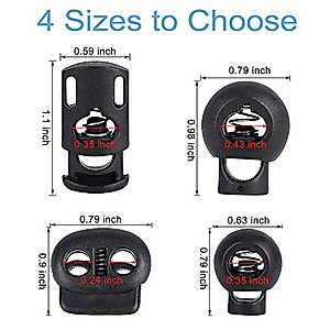 32PCS Professional Cord Lock, 4 Sizes DIY Plastic Spring Toggle Stopper, Lanyard String Cord Clips for Drawstrings Use in Shoelace, Bags, Clothing