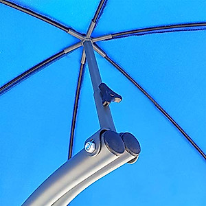 BalanceFrom Hanging Rocking Curved Chaise Lounge Chair Swing with Cushion, Pillow, Canopy, Stand and Storage Pouch, 330-Pound Capacity, Rocking Chair, Blue