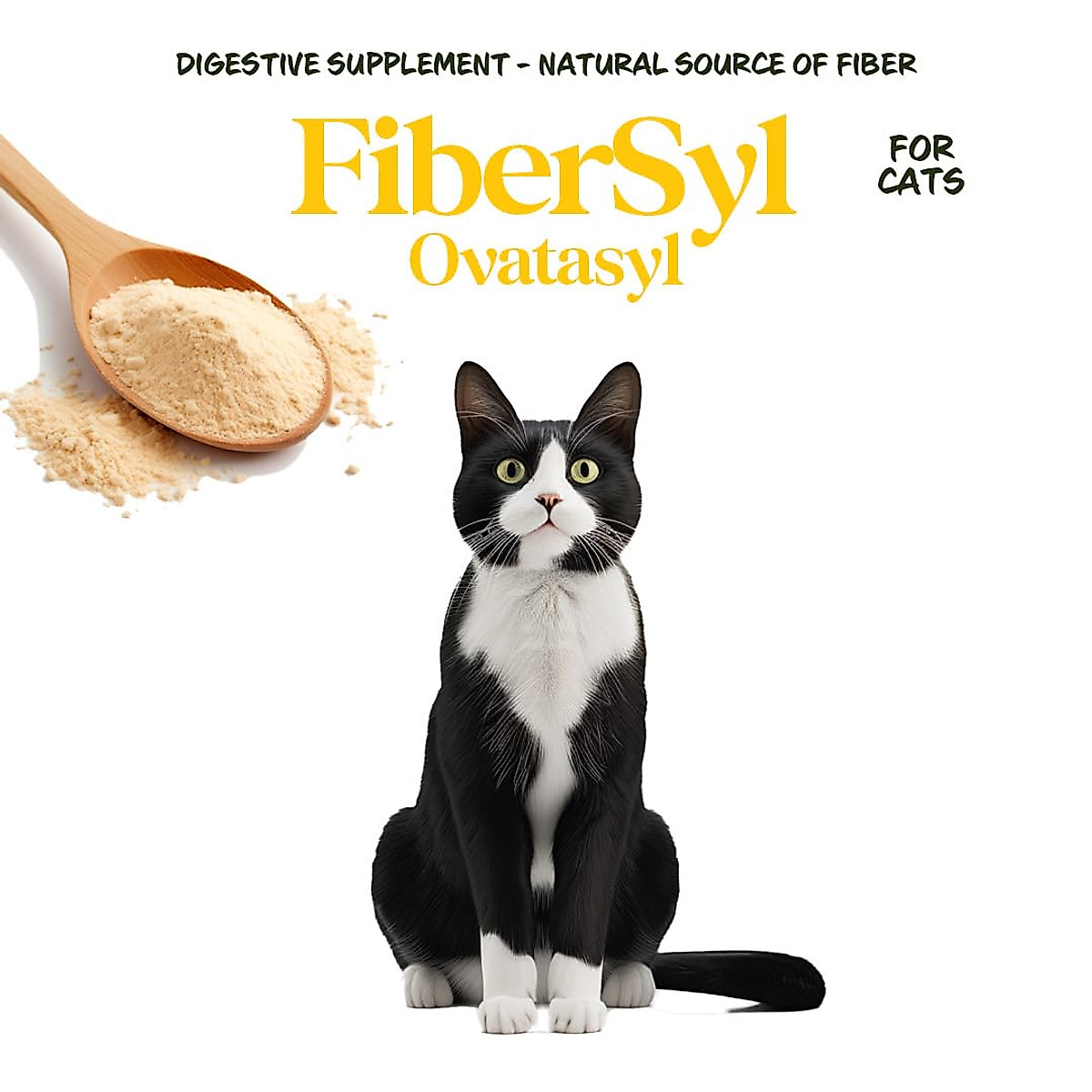Vegan Fiber Capsules for Cats Digestive Supplement, Ovatasyl 500 mg Psyllium Seed Husks, Constipation, Hairballs, Pet Essentials & Wellbeing, 100 Vegan Capsules