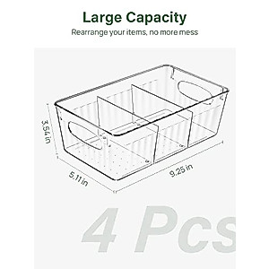 Kootek 9 Pcs Desk Drawer Organizer and 4 Pack Refrigerator Organizer Bins