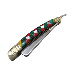 Old Ram Collection Barber Straight Razor Style Manual Folding Knife.. (Red)