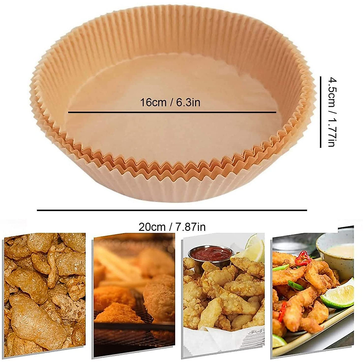 100PCS Air Fryer Disposable Paper Liner, Cooking Paper for Air Fryer, Non-Stick Air Fryer Liners, Baking Paper for Air Fryer Oil-proof, Food Grade Parchment for Baking Roasting Microwave