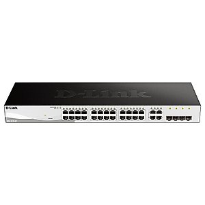 D-Link 28-Port Gigabit Smart Managed Switch | 24 GbE + 4 SFP Combo Ports | L2+ | VLANs | Cable Diagnostics | Web UI | Rackmount | Fanless | NDAA Compliant | Lifetime Warranty (DGS-1210-28)