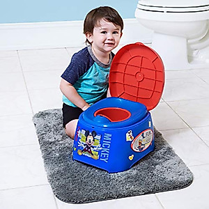 Disney's Mickey Mouse "Fun Starts Here" 3-in-1 Potty Training System for Toilet Training Kids, Multi-Stage Potty Training - Floor Potty, Detachable Potty Ring, Step Stool|Toilet Seat for Kids&Toddlers