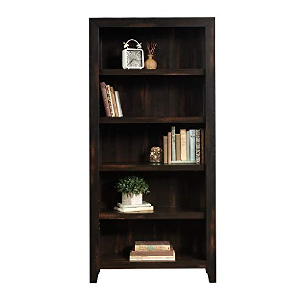 Sauder Dakota Pass 5-Shelf Bookcase, L: 33.78" x W: 12.52" x H: 71.10", Char Pine finish