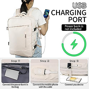 QOECI Waterproof Travel Backpack for Women Men, 44L Carry On Backpack with USB Charging Port, 17.3" Laptop Backpack, Personal Item Bag for Airlines Approved, Business Backpack Casual Daypack 1680D