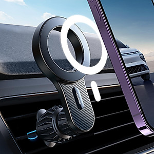 JOYROOM Fits for MagSafe Car Mount, [20 Strong Magnets] Magnetic Car Phone Holder Mount, [Easily Install&Never Blocking Vent] Magnetic Phone Mount for Car for iPhone 15 Pro Plus 14 13 12 MagSafe Case