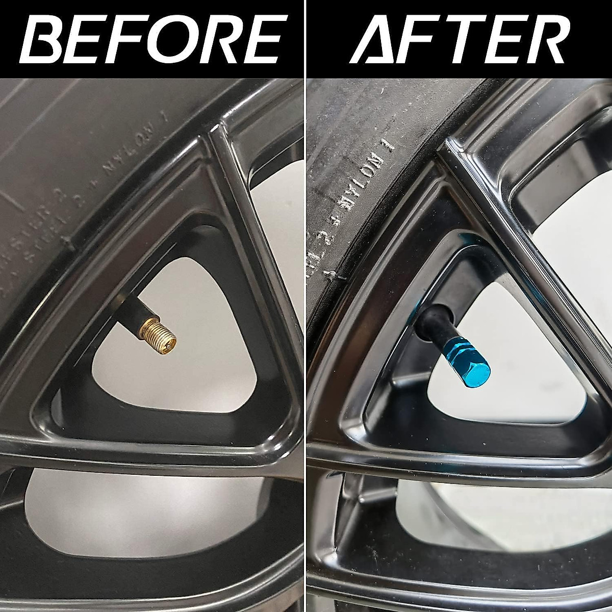 Car Tire Valve Caps Valve Stem Cover Compatible with Series Tire Car Decoration Accessories(Black)