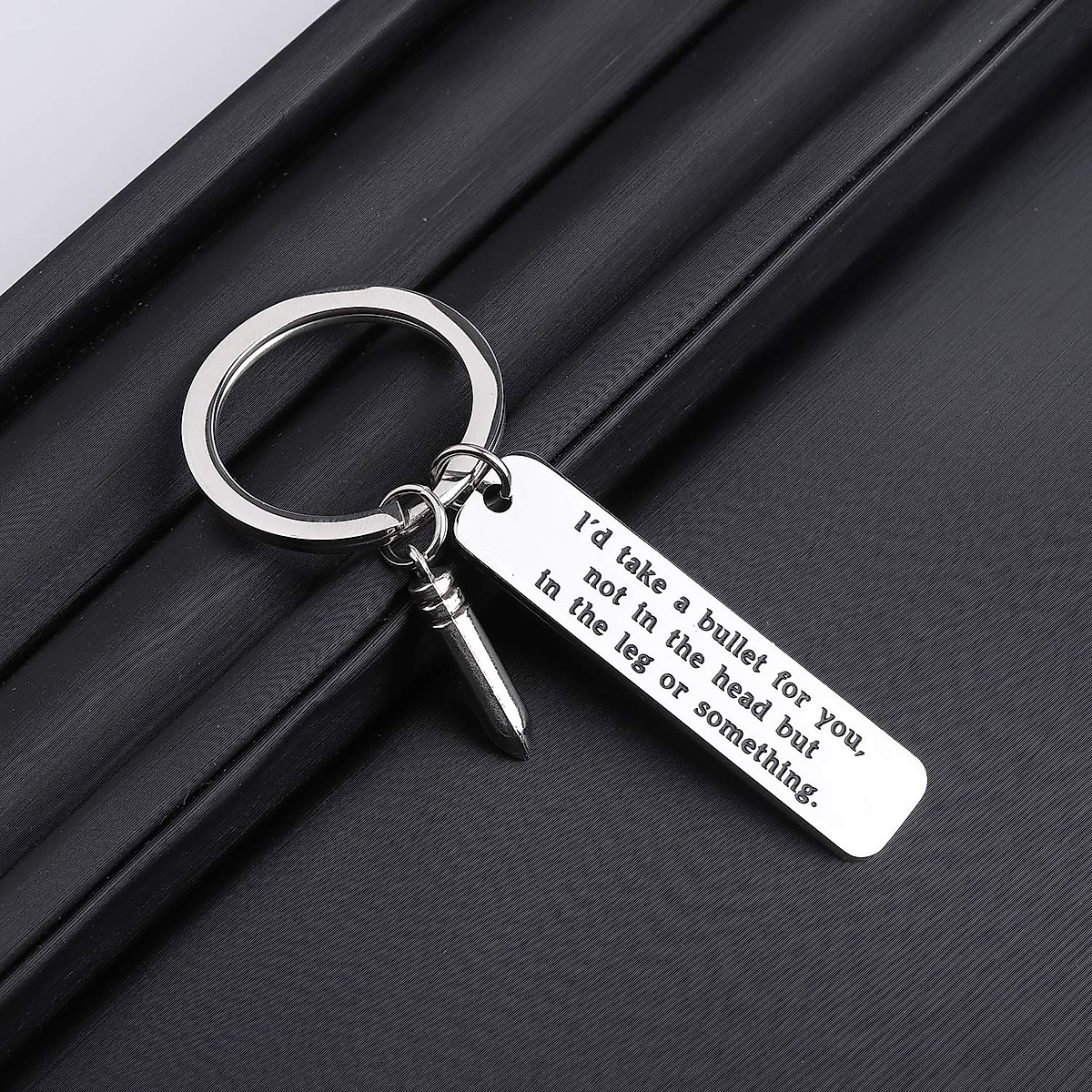 TGBJE Funny Friend Gift I’D Take a Bullet for You Keychain Friendship Jewelry Cheer Up Gift (Bullet Keychain)