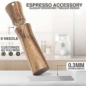 WDT Tool Espresso Stirrers - Coffee Distributor Barista Tools - Espresso Needle Distribution Tool for Coffee Accessories Kit - Walnut Wood Gifts for Coffee Lovers (Large)