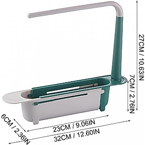 weiwie Tropimart Telescopic Sink Shelf - Adjustable Sink Storage Rack, Drainer Sink Tray Sponge Soap Holder, Adjustable Length 2-in-1 Sink Organizer, Telescopic Sink Storage Rack (Blue)
