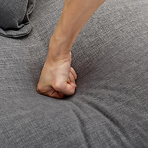 LyuHome 112.2" Sectional Sofa for Living Room, Convertible L-Shape Couch Modular 4 Seater Sofa Couch with Ottoman, 5 Pillows, Grey