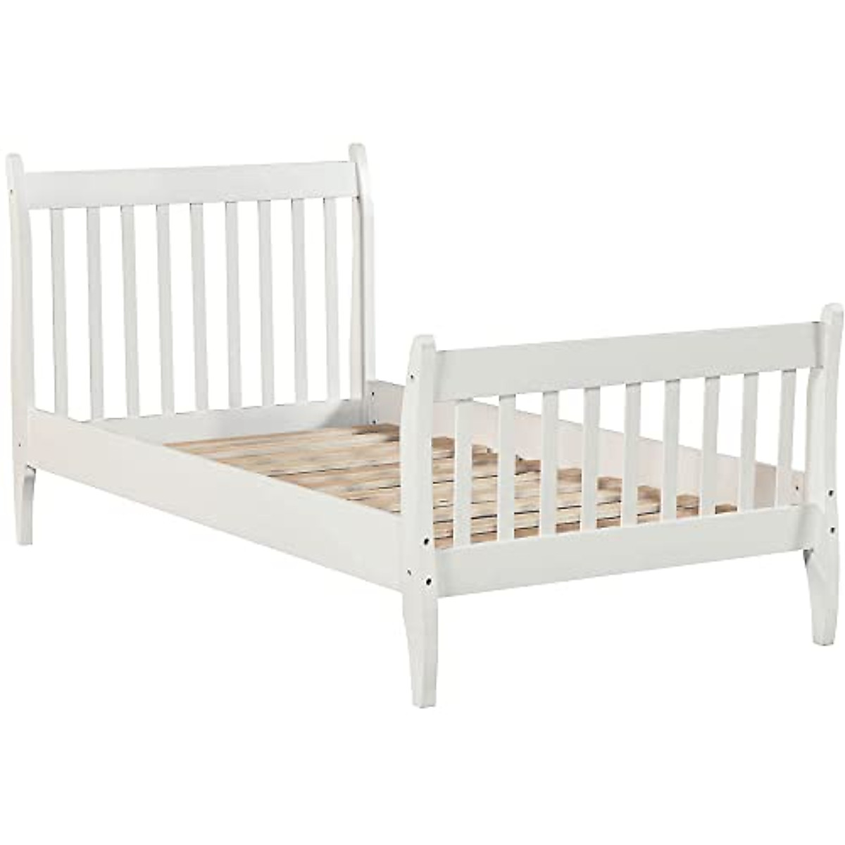 HBRR Wood Platform Bed Frame Twin Wood Bed Frame with Headboard and Footboard, 10”Height for Underbed Storage/No Box Spring Needed/Wooden Slats Support, White