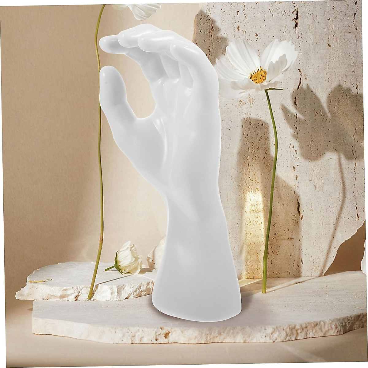 Table Top Display Stand Hand Model for Gloves Hand Mannequin Jewelry Display Stand Male Hand Model for Bracelet Bangle Gloves Ring Display White Left Plastic Gloves